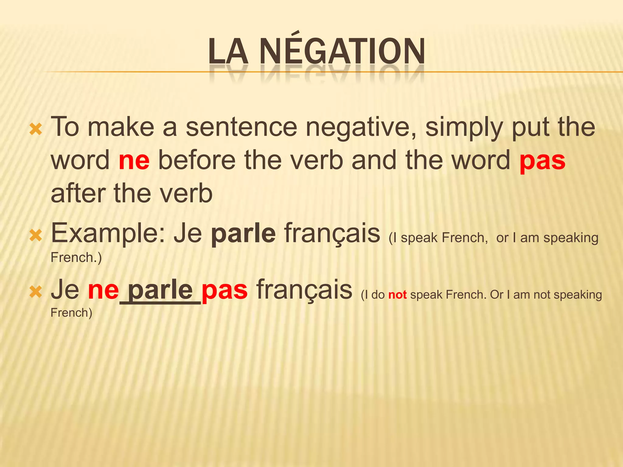 FRENCH VERB IN ER PRESENT TENSE- LESSON | PPTX