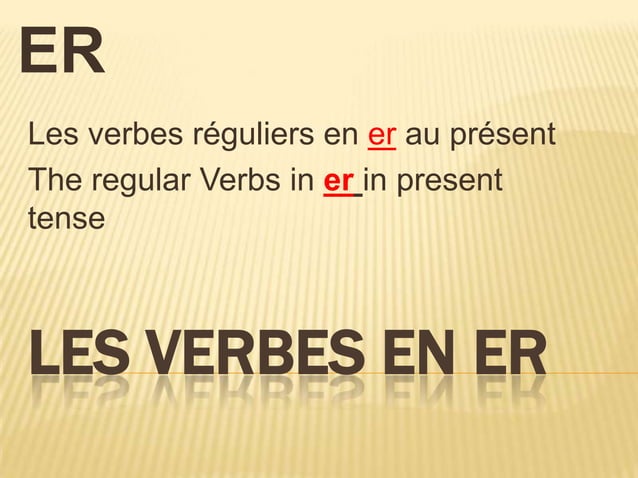 FRENCH VERB IN ER PRESENT TENSE- LESSON | PPTX