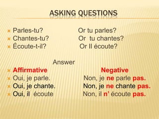 FRENCH VERB IN ER PRESENT TENSE- LESSON | PPTX