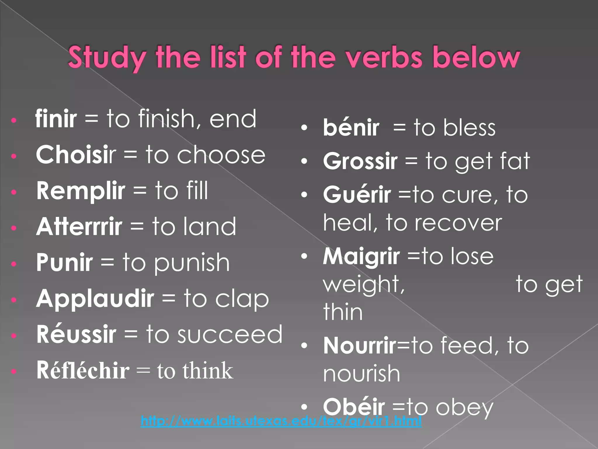 FRENCH VERBS IN IR PRESENT TENSE PART 2 | PPTX