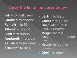 FRENCH VERBS IN IR PRESENT TENSE PART 2 | PPTX
