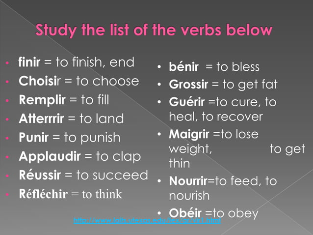 FRENCH VERBS IN IR PRESENT TENSE PART 2 | PPTX