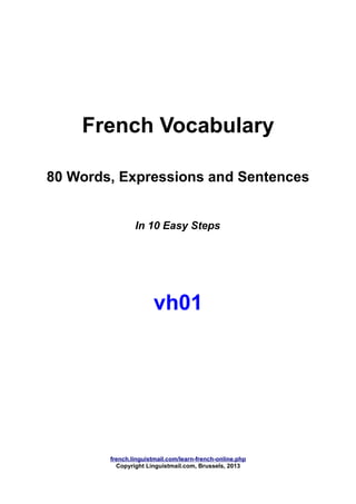 [vh01] French Vocabulary 80 Words, Expressions and Sentences | PDF ...