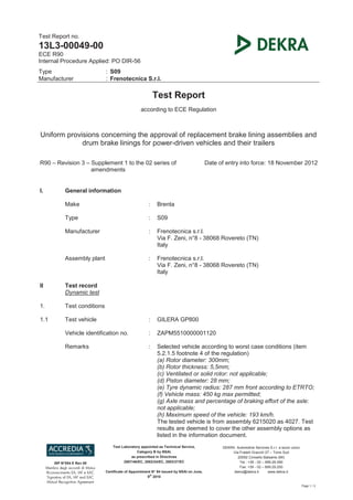 Frenotecnica srl-certificazione-ece-r-90 | PDF