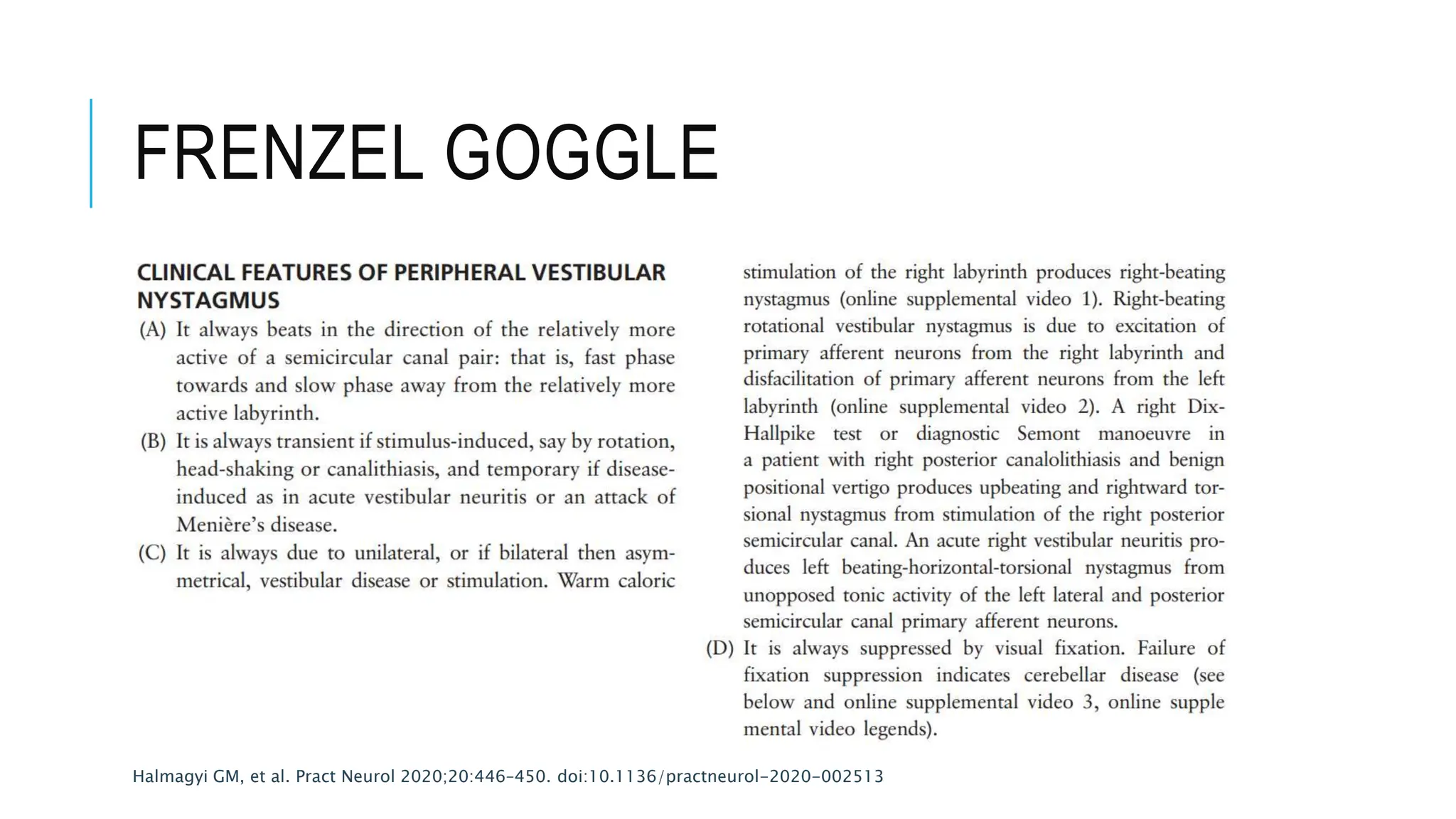 Frenzel Goggles nystagmus how to examine | PPTX