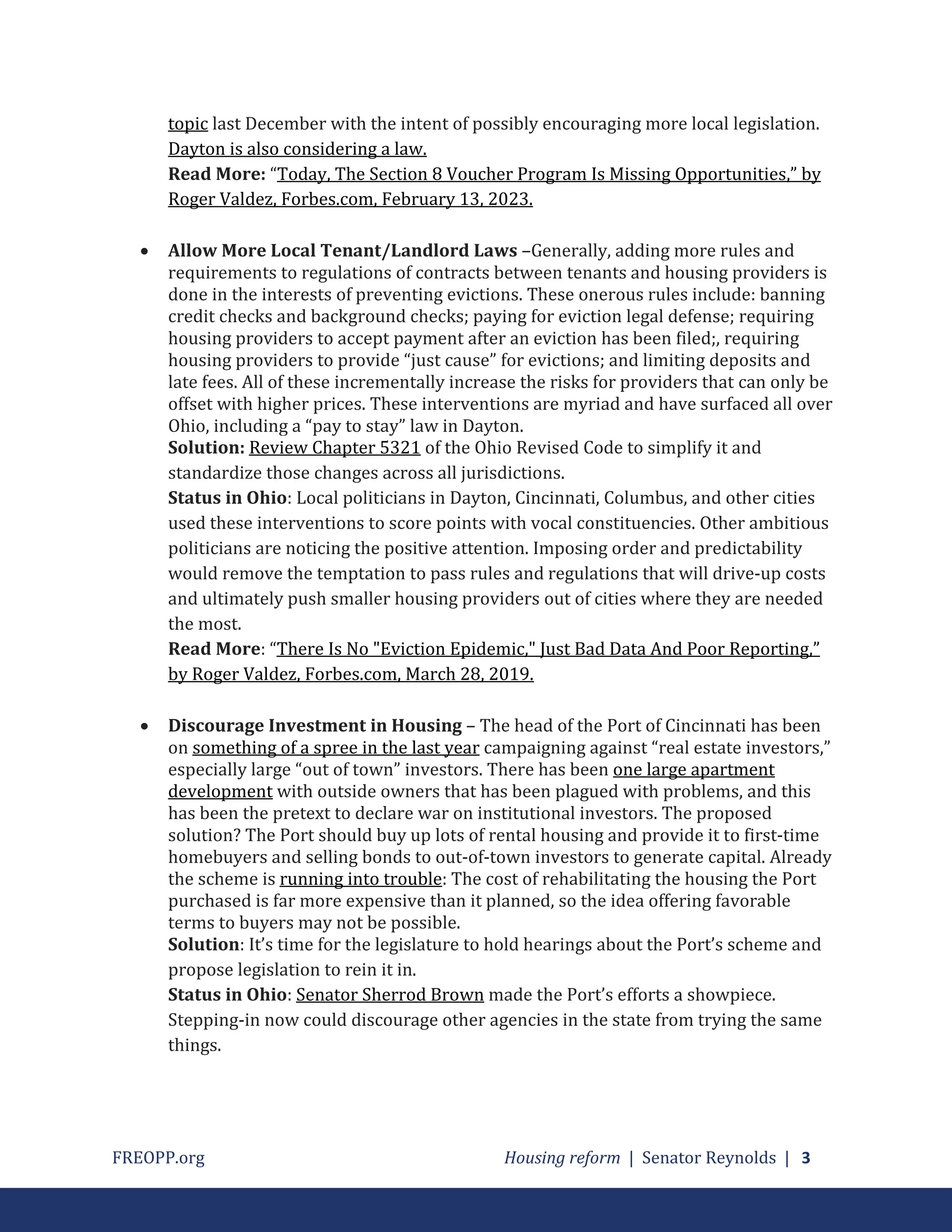 FREOPP Policy Memo - State Level Reforms - Senator Reynolds Word.docx