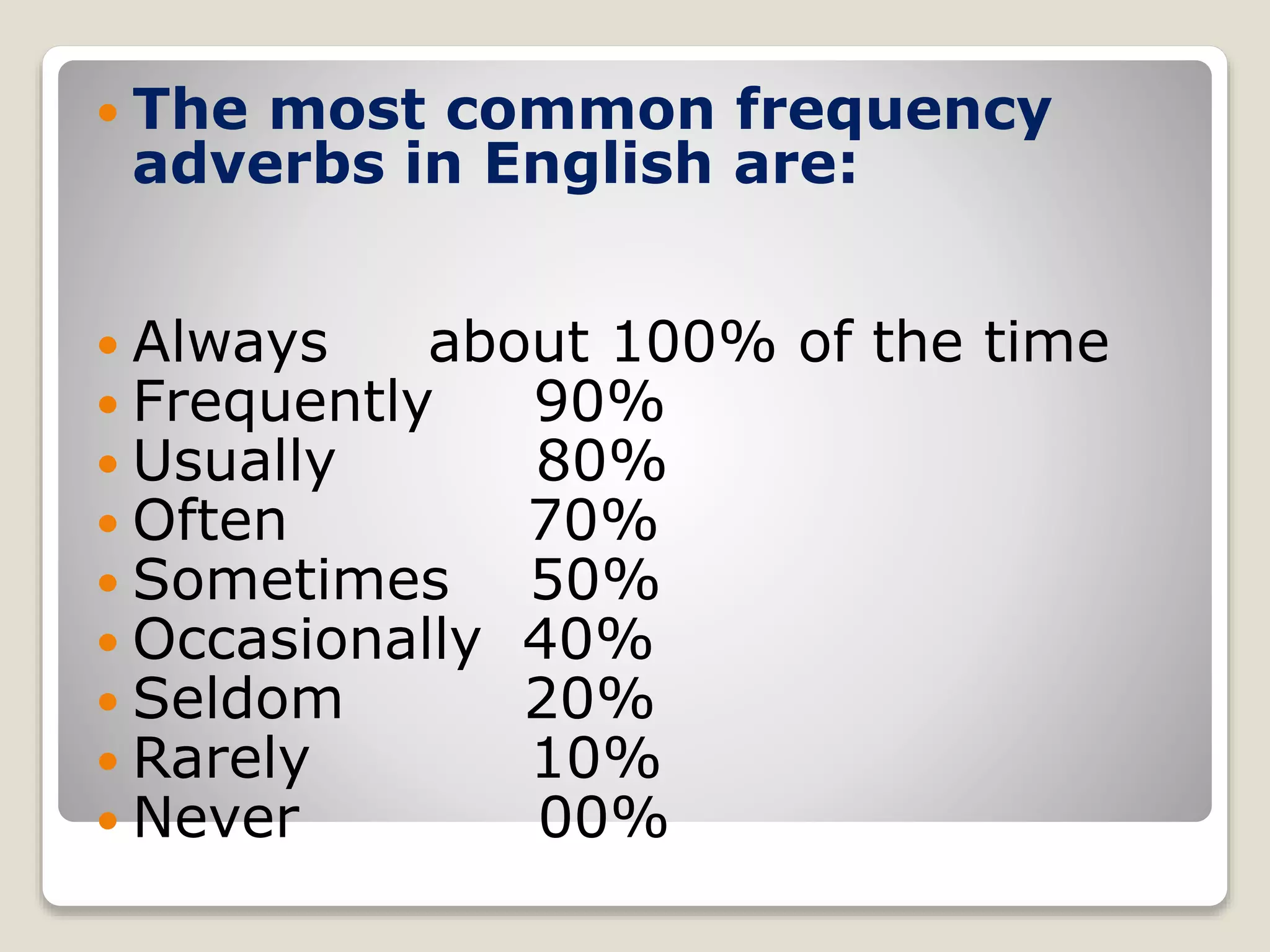 Frequency adverbs | PPTX