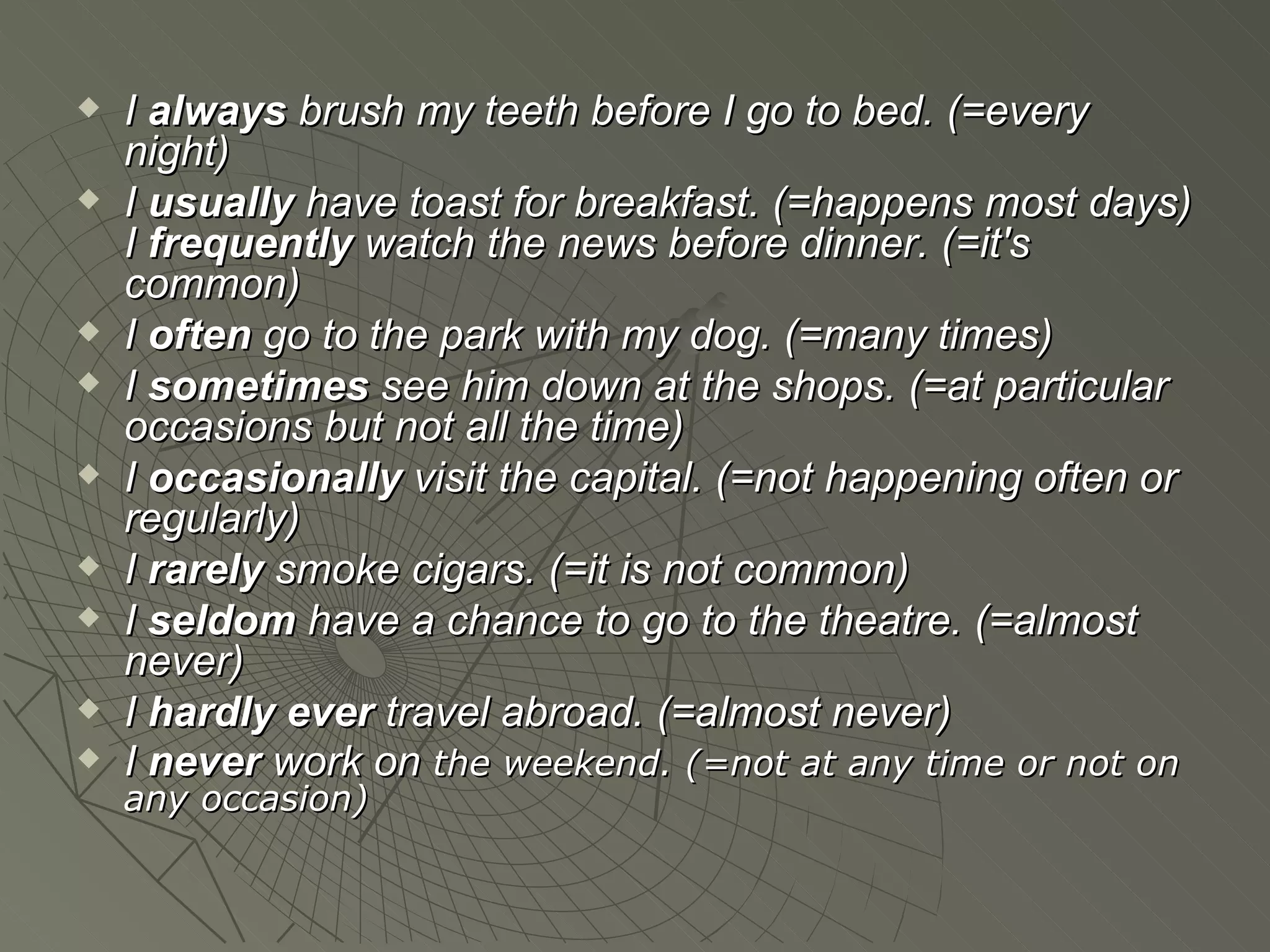 Frequency adverbs | PPT