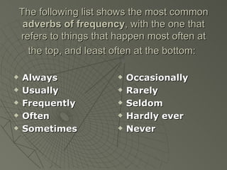 Frequency adverbs | PPT