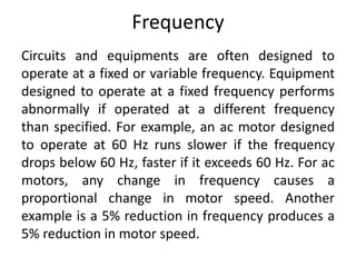 Frequency and Power related to electrical devices and circuit | PPTX