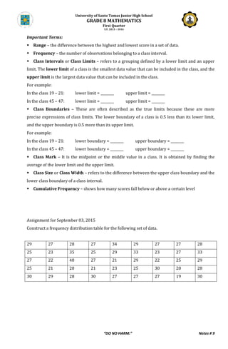 Frequency Distribution Table Handout | PDF