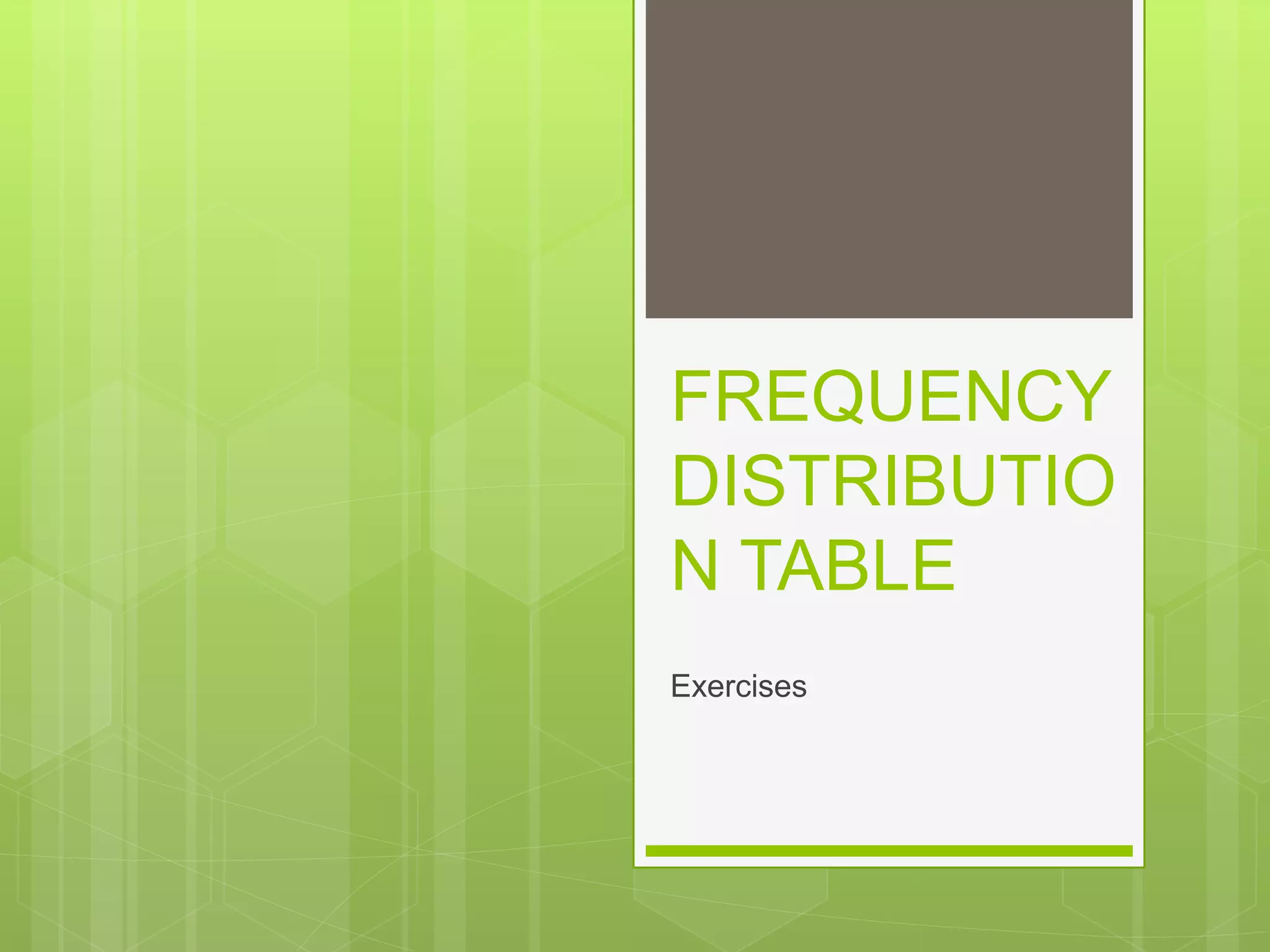 Frequency distribution table exercises | PPTX