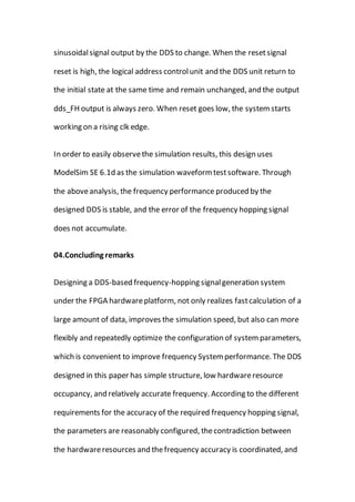 Frequency hopping signal of dds based on fpga hardware | PDF