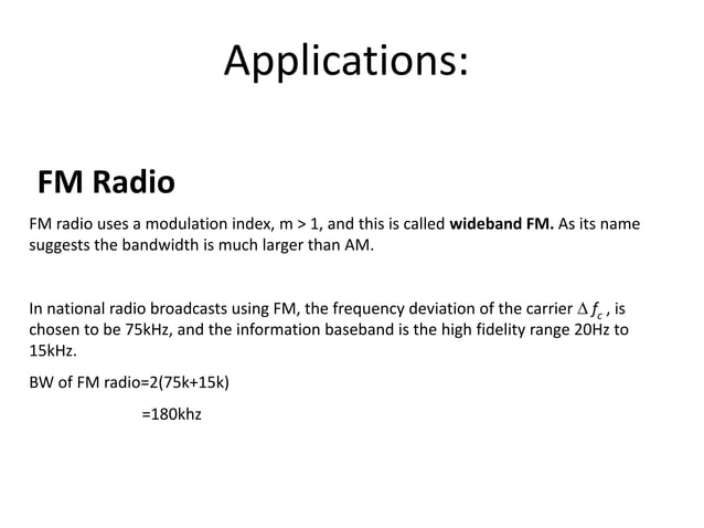 Frequency modulation and its application | PPTX