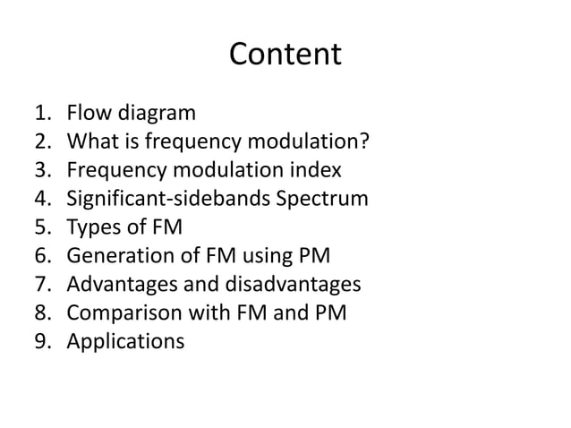 Frequency modulation and its application | PPTX