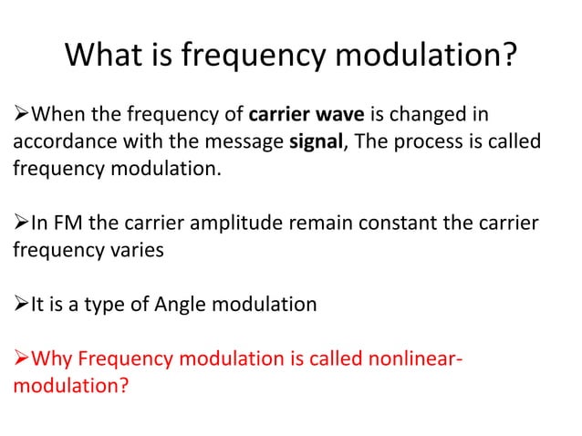 Frequency Modulation And Its Application Pptx