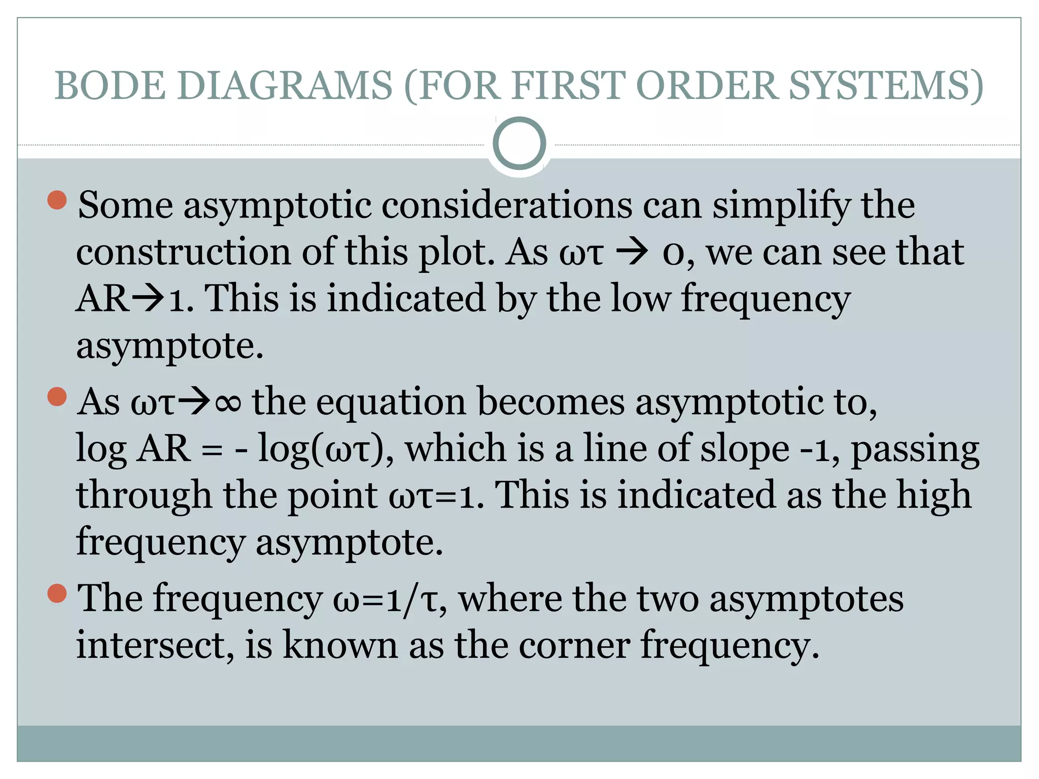 Frequency Response Analysis and Bode Diagrams for First Order Systems ...