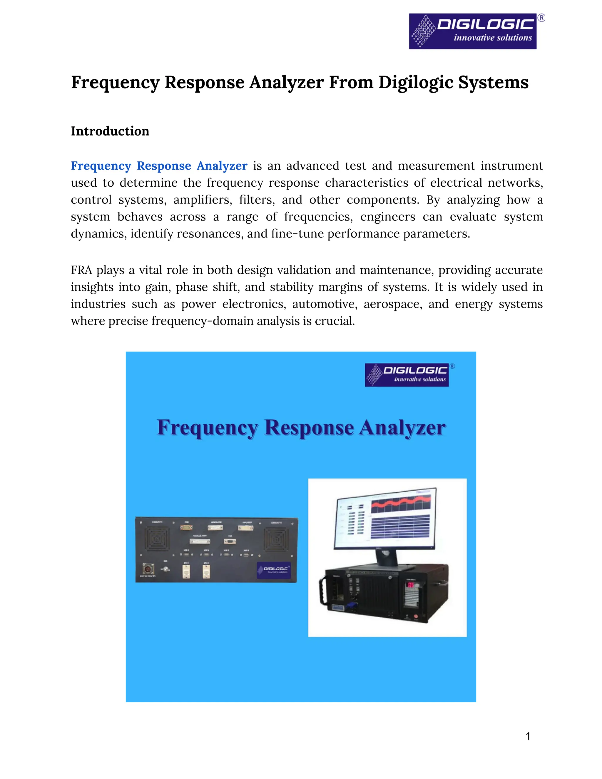 Frequency Response Analyzer From Digilogic Systems | PDF