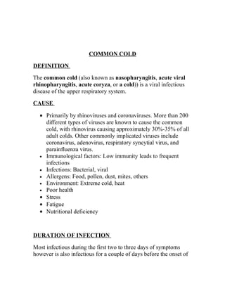 Frequent cold | DOC | Infectious Diseases | Diseases and Conditions