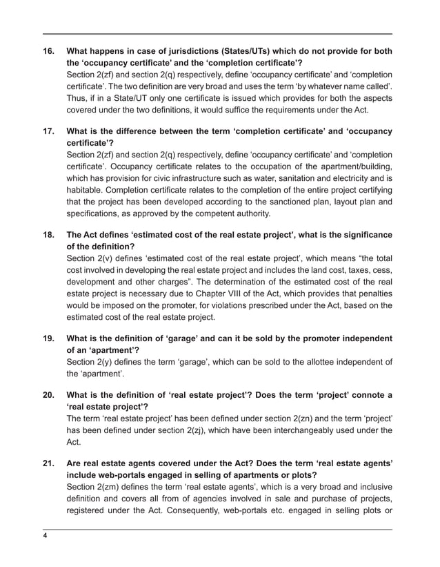 Frequently asked Questions on RERA | PDF | Government Support and ...