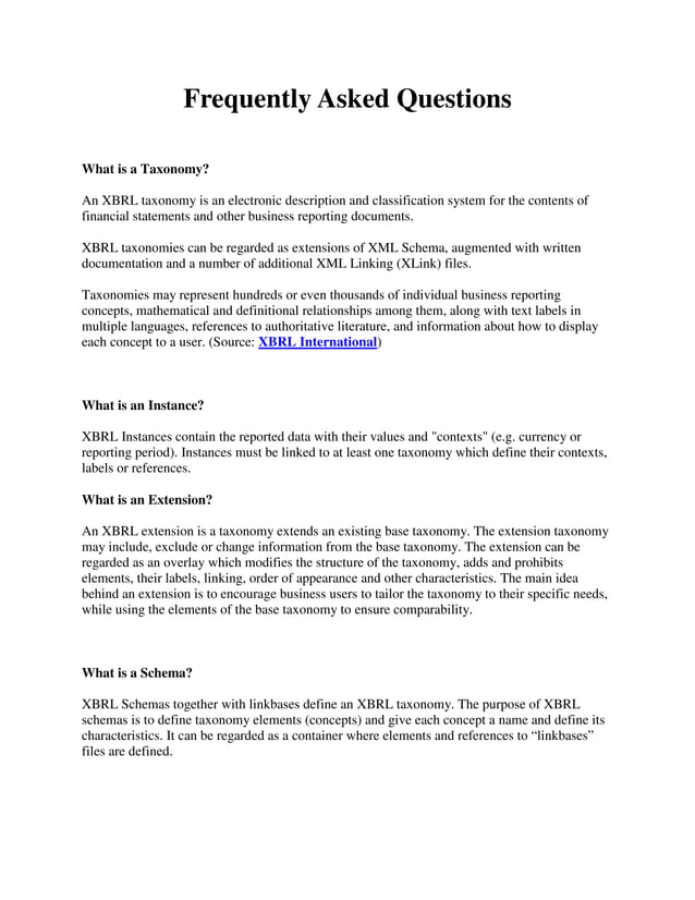 FAQs on XBRL | PDF