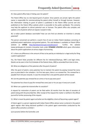 Frequently Asked Questions : Indian patent office | PDF