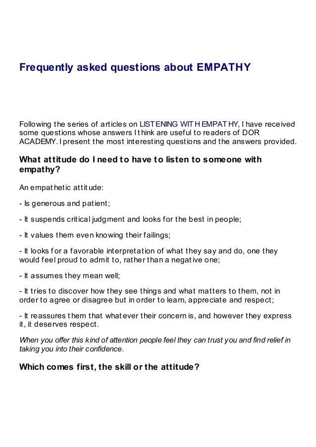 Examples Of Empathy Questions _ Empathy Examples – WOLMDE