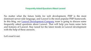 Frequently Asked Questions About Laravel | PPTX
