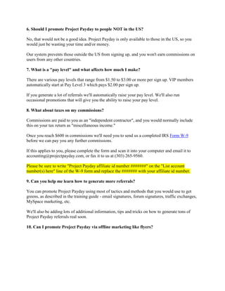 Frequently asked questions about project payday | PDF