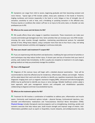 Frequently Asked Questions about Repetitive Strain Injury (RSI) | PDF