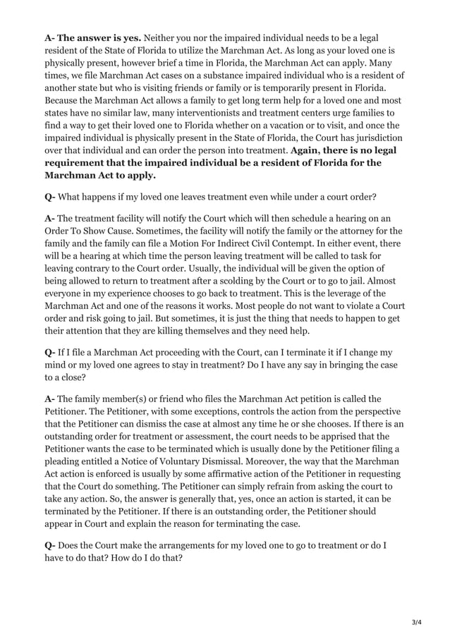 Frequently asked questions about the marchman act | PDF