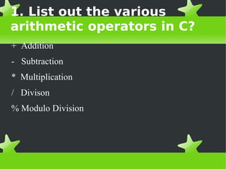 Frequently asked questions in c | PPT