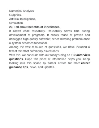 Frequently asked tcs technical interview questions and answers | PDF