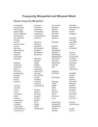 Frequently misspelled and misused words | PDF