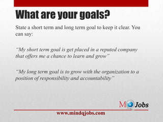 Mindqjobs.com : Fresher interview HR questions | PPTX