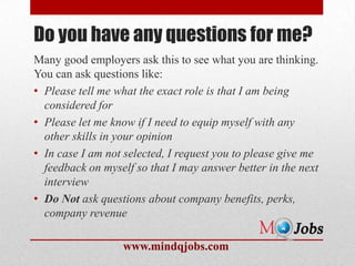 Mindqjobs.com : Fresher interview HR questions | PPTX