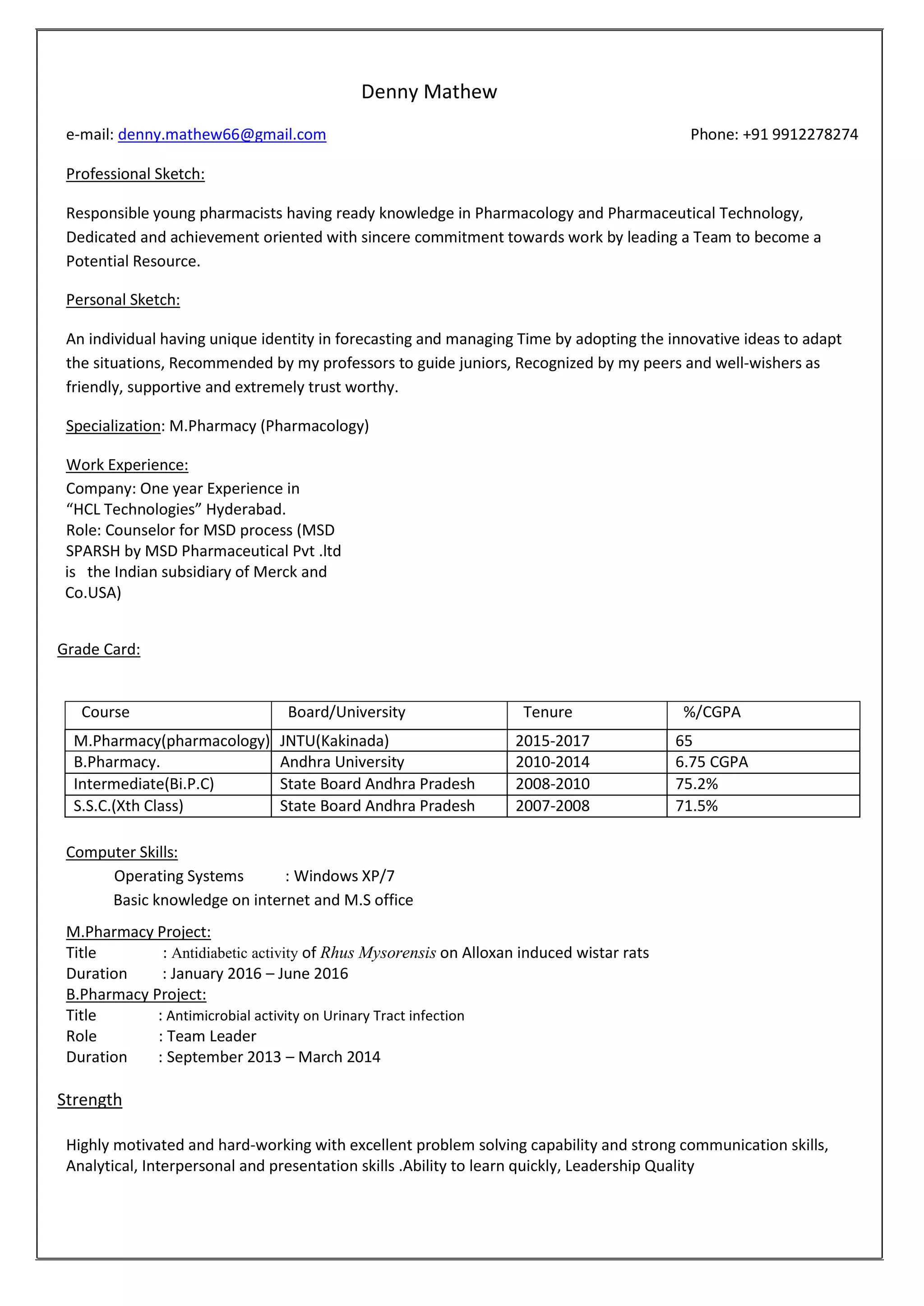 Fresher resume | PDF