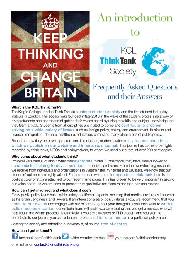 KCL Think Tank - Frequently Asked Questions | PDF