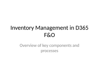 Basic Inventory Management D365Finance and operations | PPTX