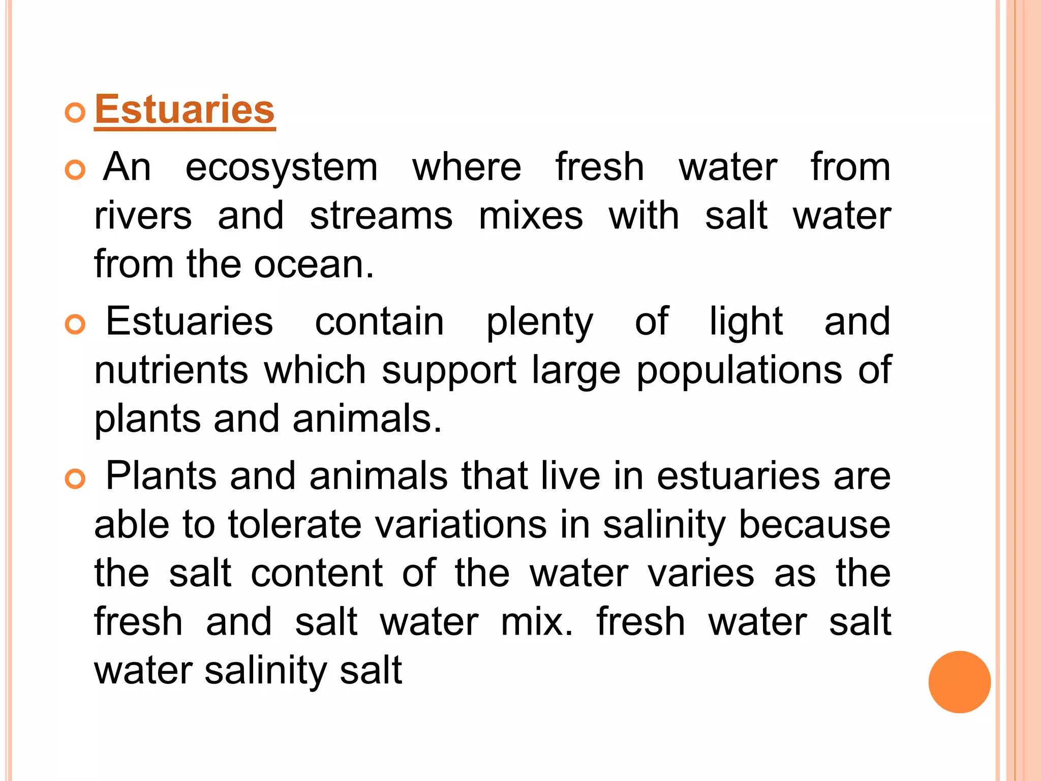 Fresh water and marine ecosystems | PPTX
