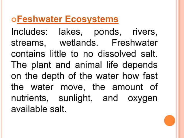 Fresh water and marine ecosystems | PPTX | Environment | Science