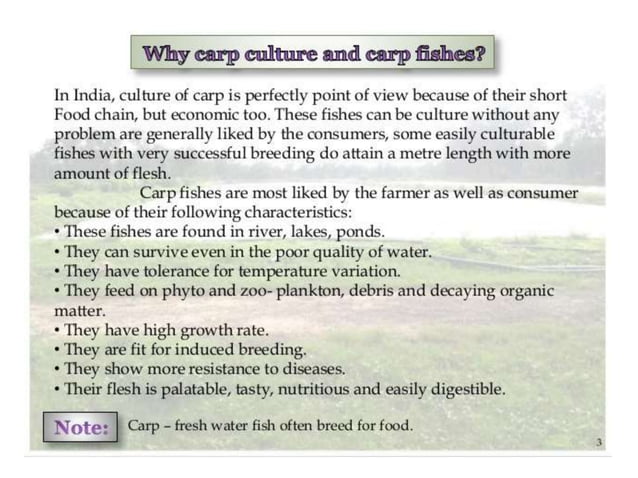 TRAITS OF IMPORTANT CULTIVABLE FISH AND SHELLFISH & THEIR CULTURE ...