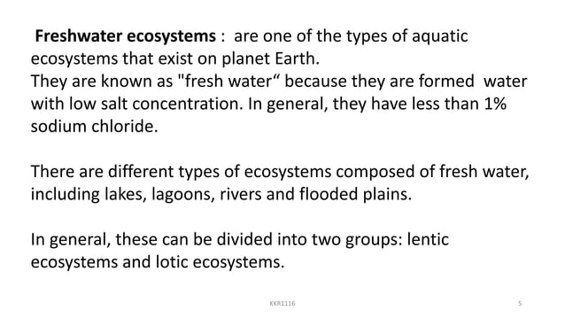 Fresh water ecosystem | PPTX