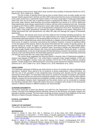 Freshwater gastropod diversity in the selected lotic environment ...