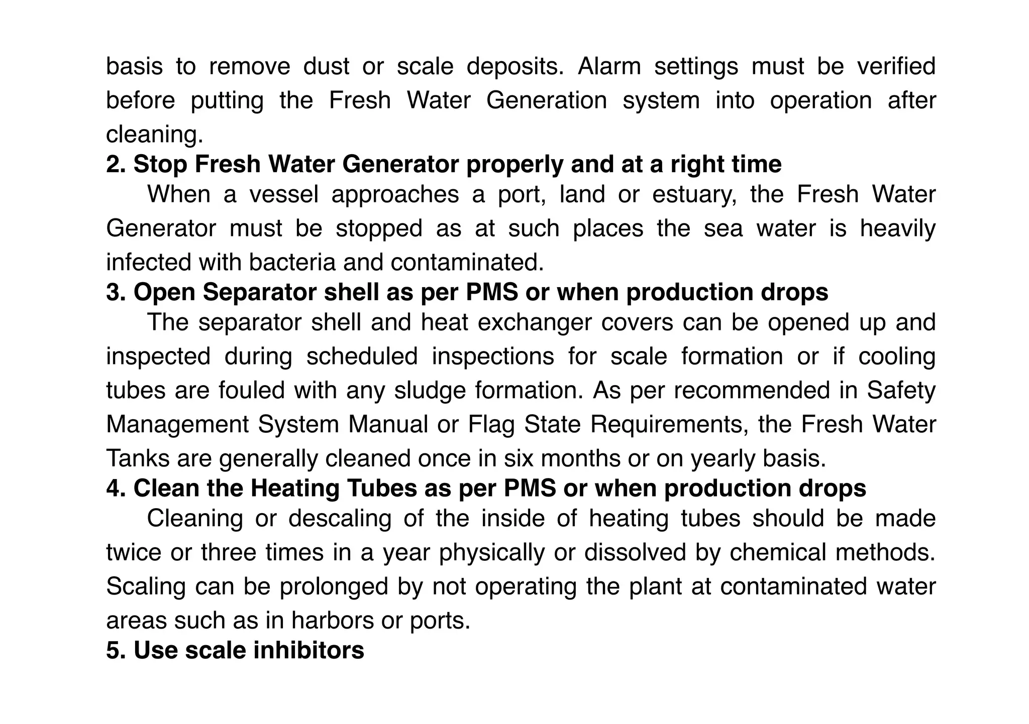 Fresh water generator maintenance | PDF