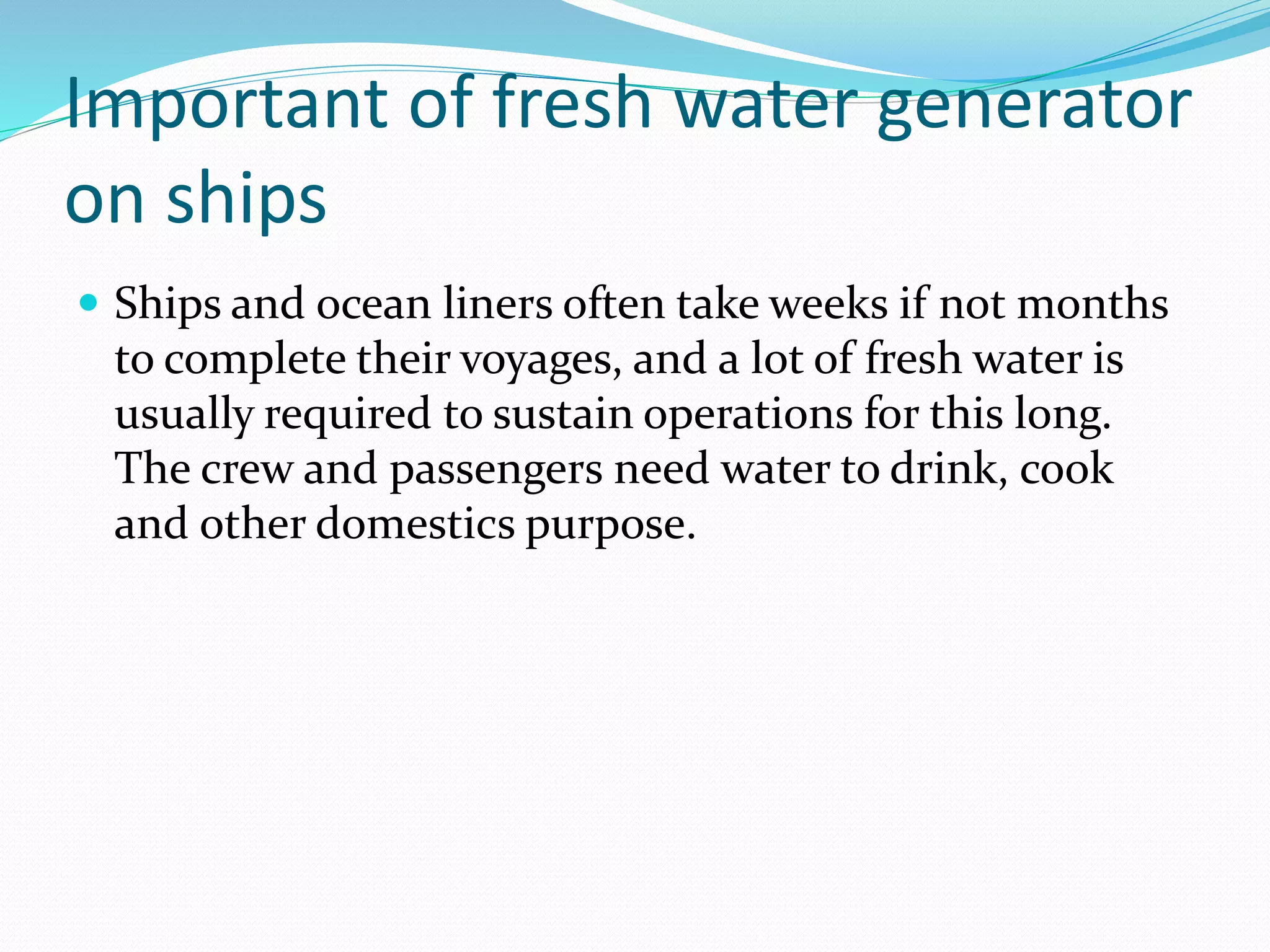 Fresh water generator on boardship | PPTX