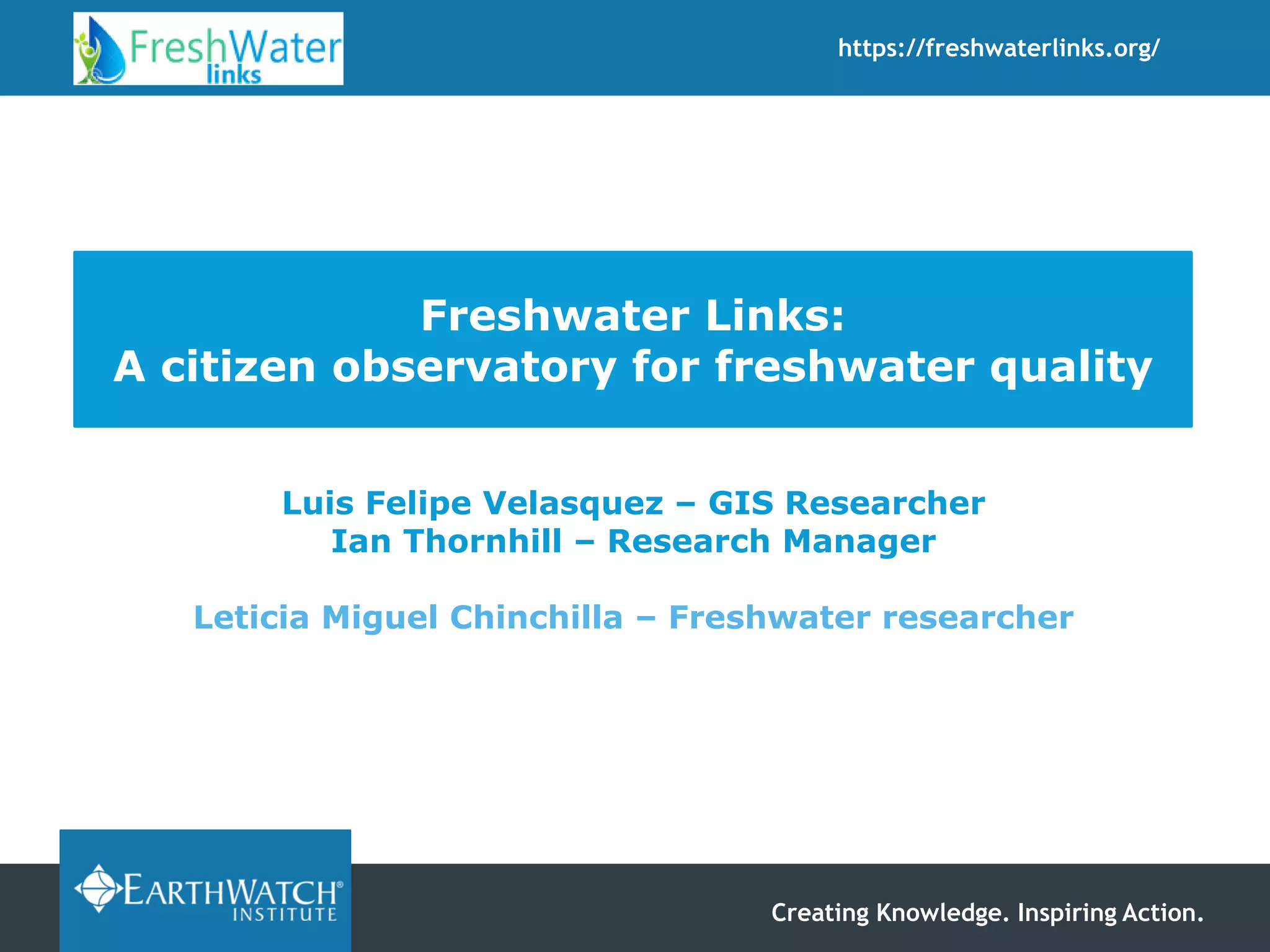 Freshwater Links: A citizen observatory for freshwater quality | PDF