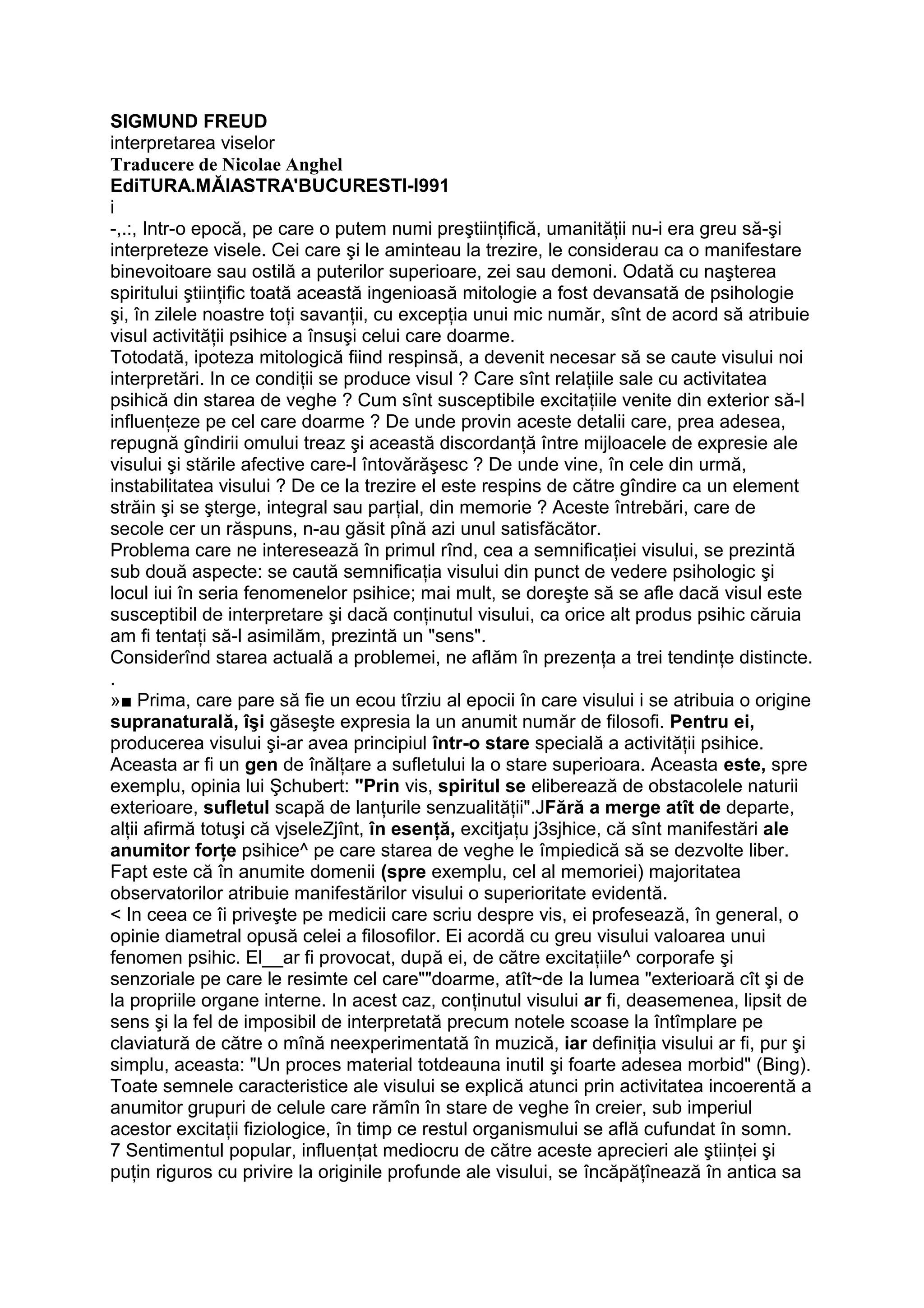 Freud interpretarea viselor | PDF