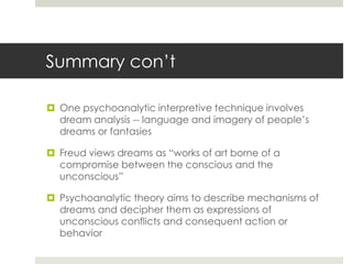 Freud and Psychoanalytic Interpretation | PPTX