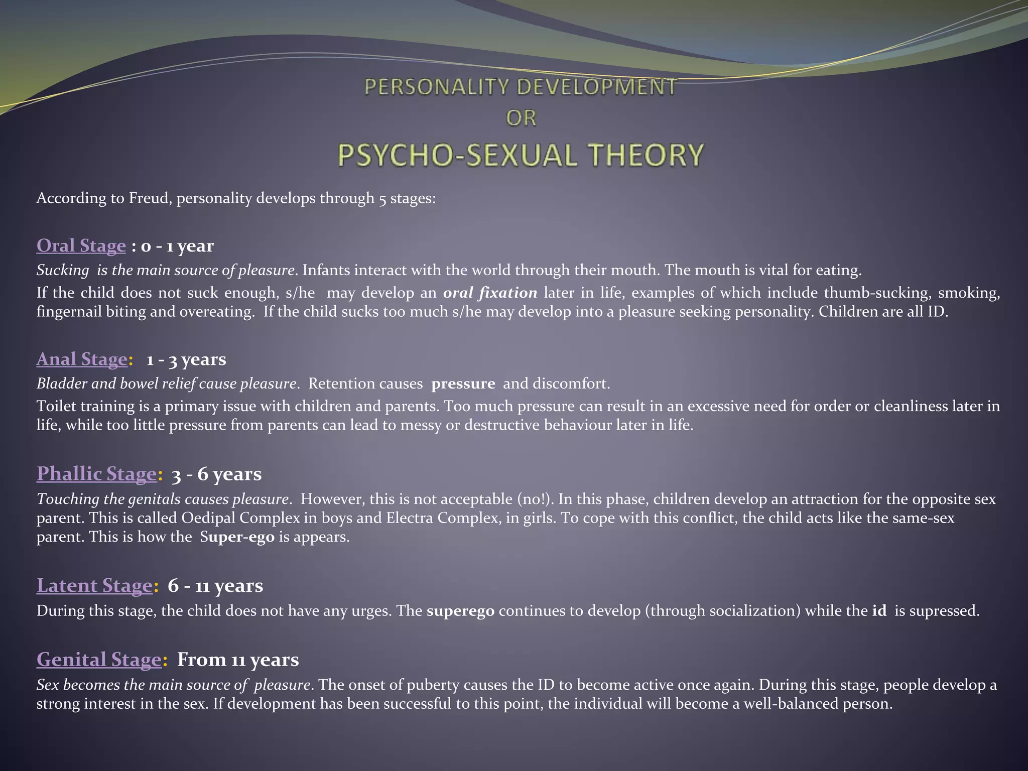 Freud's developmental theory | PPTX